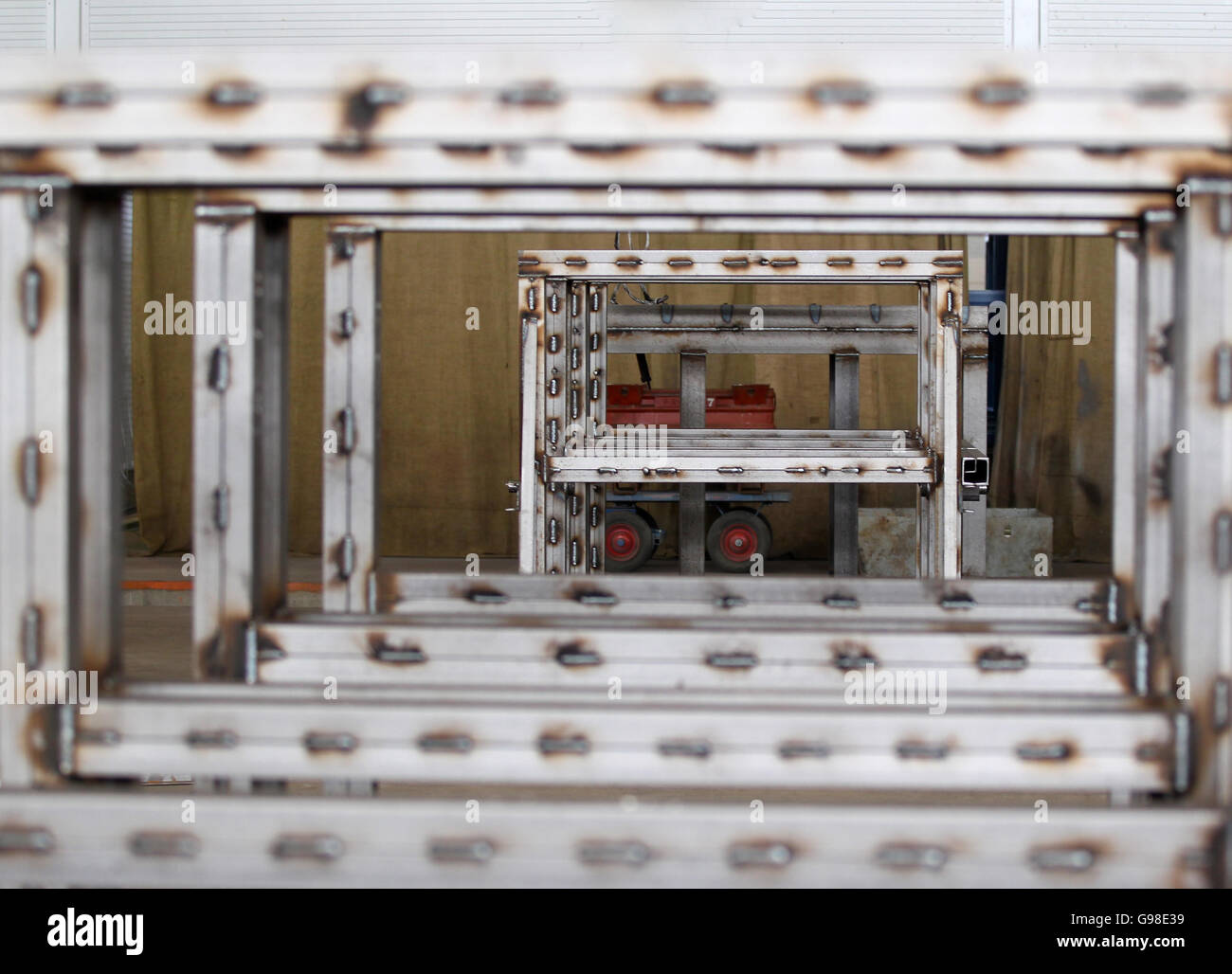 various elements of steel structures for further assembly Stock Photo ...