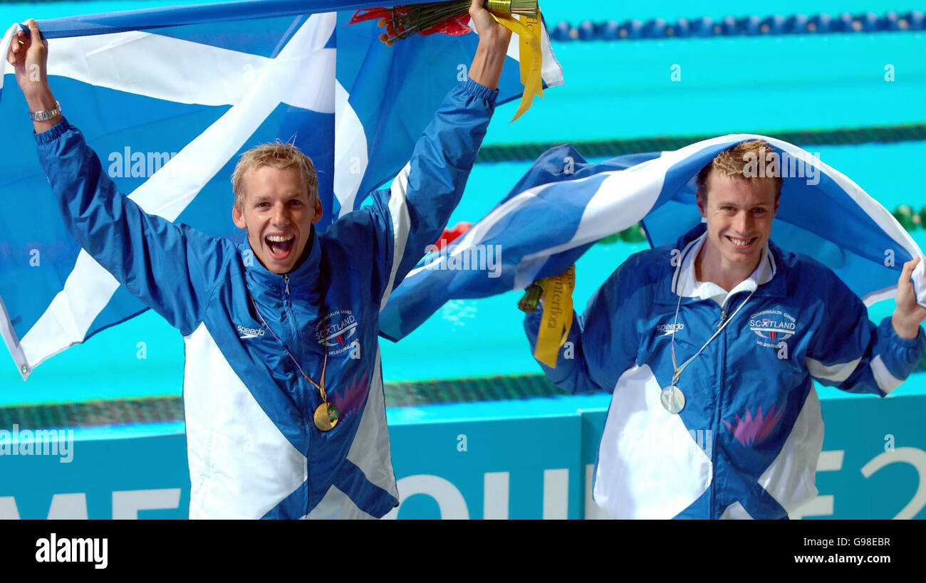 Scotland's gold medal winner David Carry (L) and silver medal winner ...