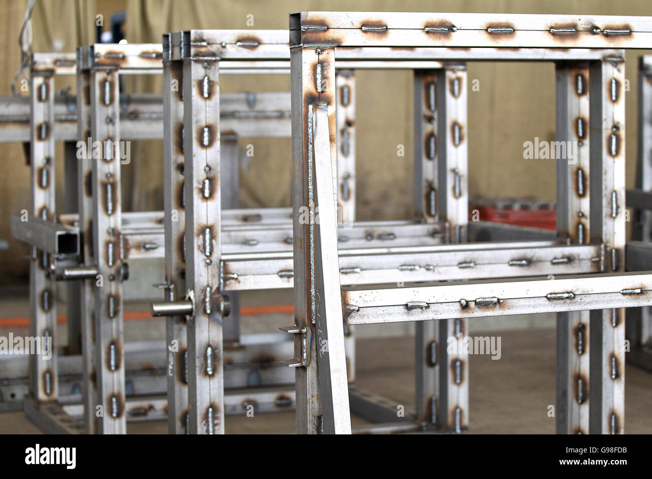 various elements of steel structures for further assembly Stock Photo ...