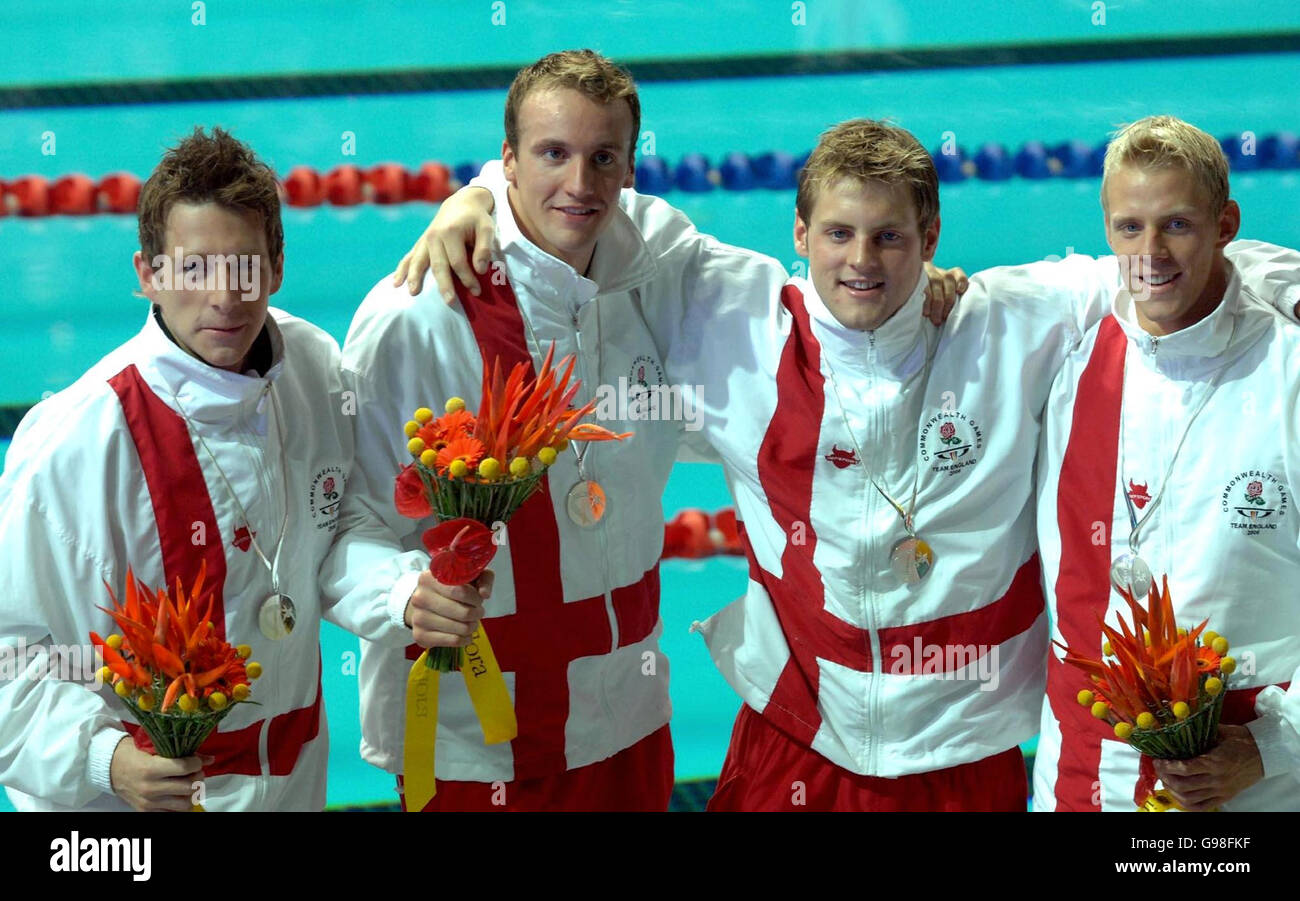 Members of England's 4x100m medley team (left to right) Christopher ...
