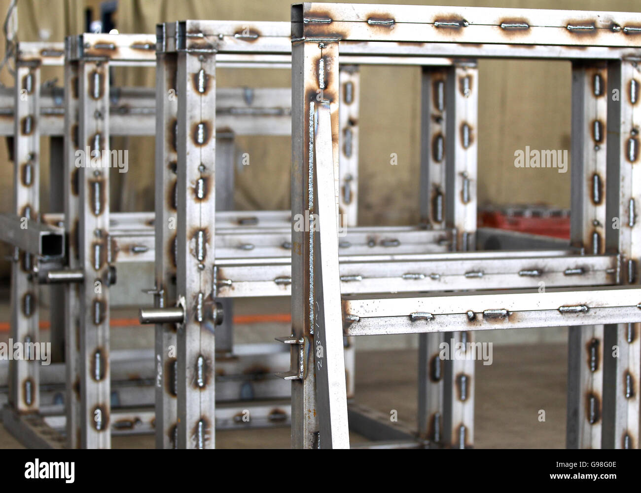 various elements of steel structures for further assembly Stock Photo ...