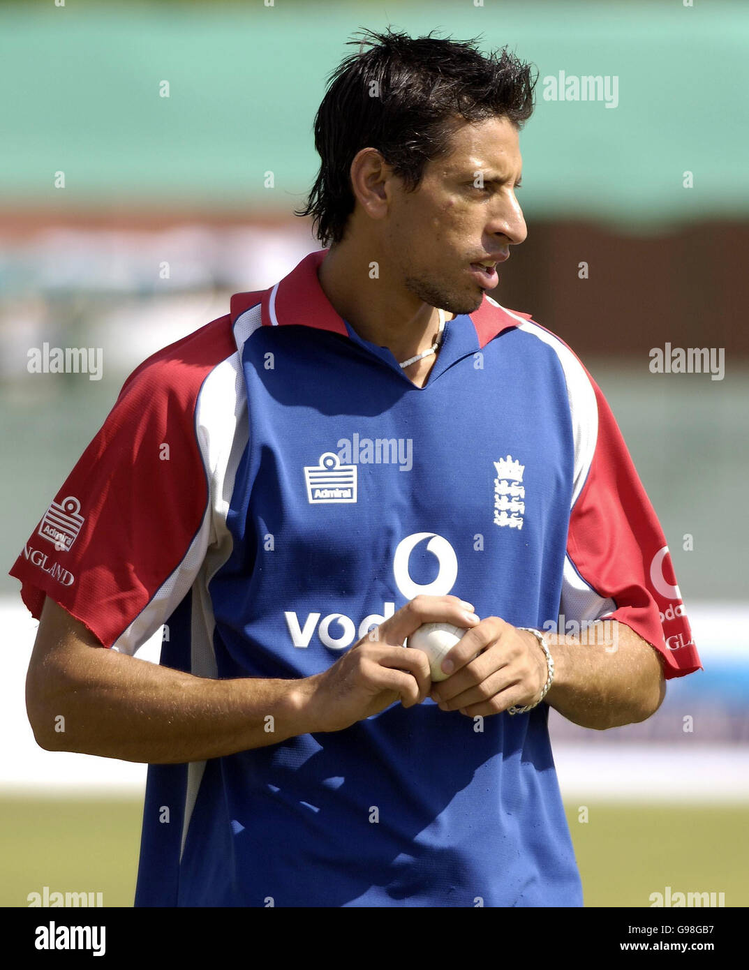 England bowler Sajid Mahmood during a net session at the Sawai Mansingh ...