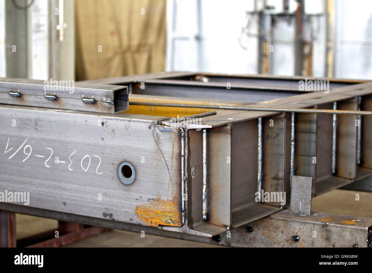 various elements of steel structures for further assembly Stock Photo ...