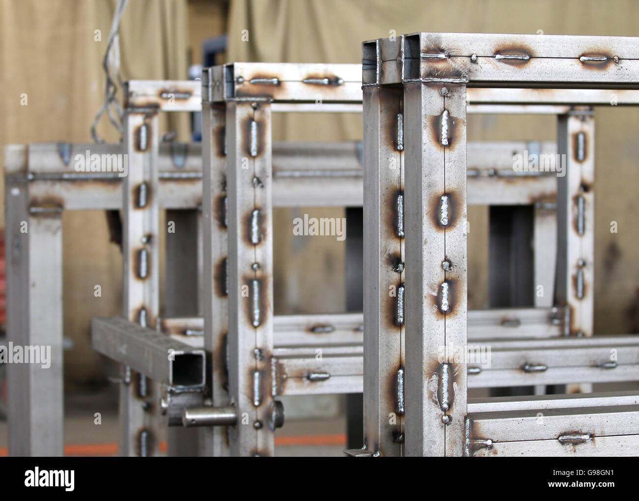 various elements of steel structures for further assembly Stock Photo ...
