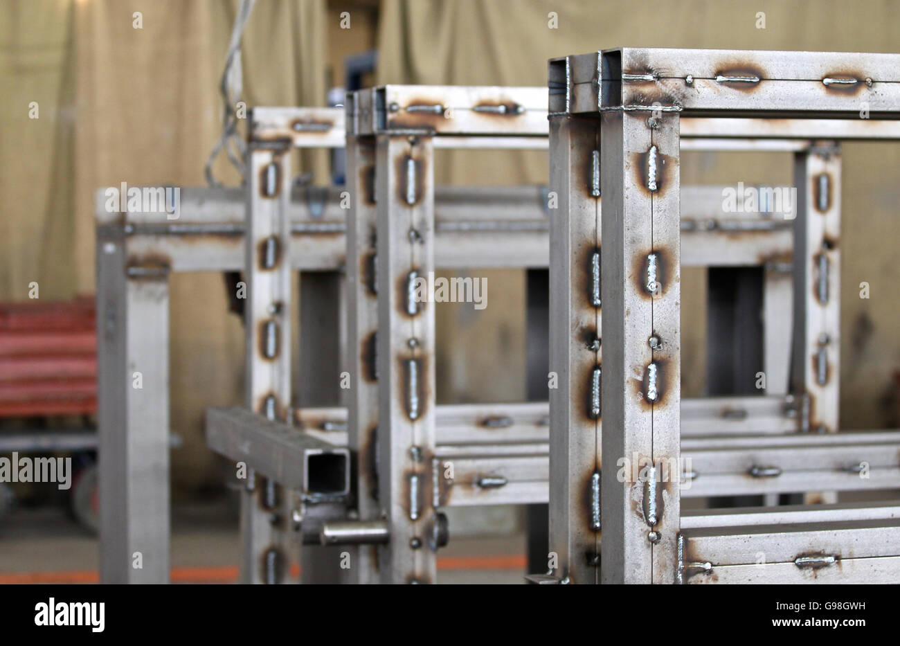 various elements of steel structures for further assembly Stock Photo ...