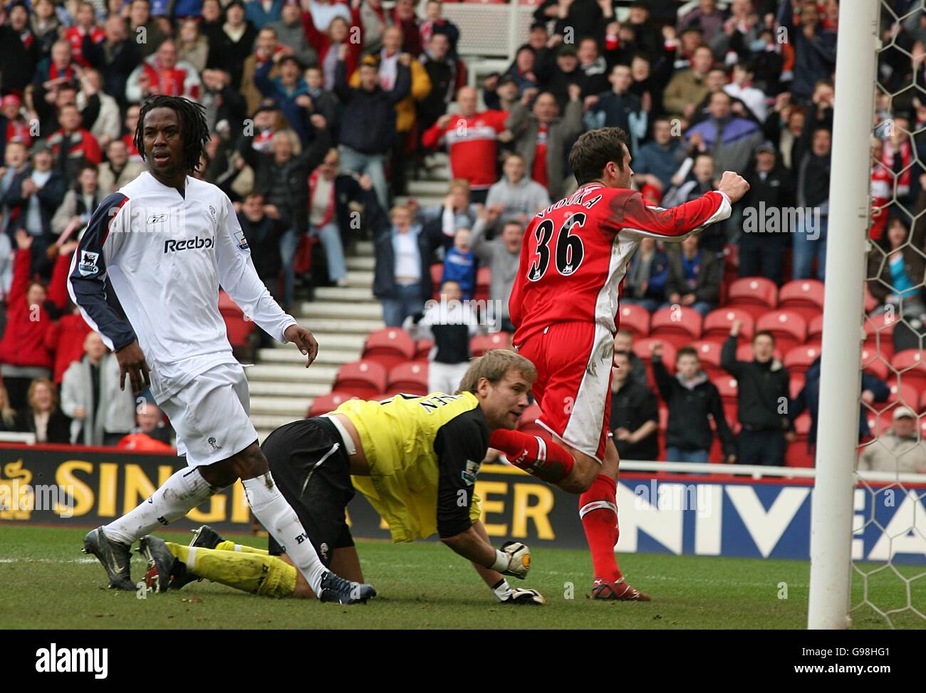 Middlesbrough's Mark Viduka celebrates after scoring their second goal ...