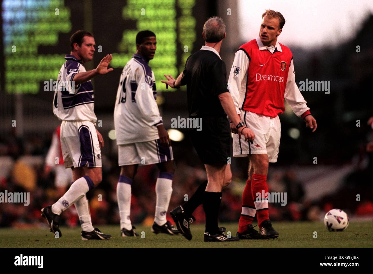 Referee Neale Barry (second right) tells Middlesbrough's Paul Gascoigne ...