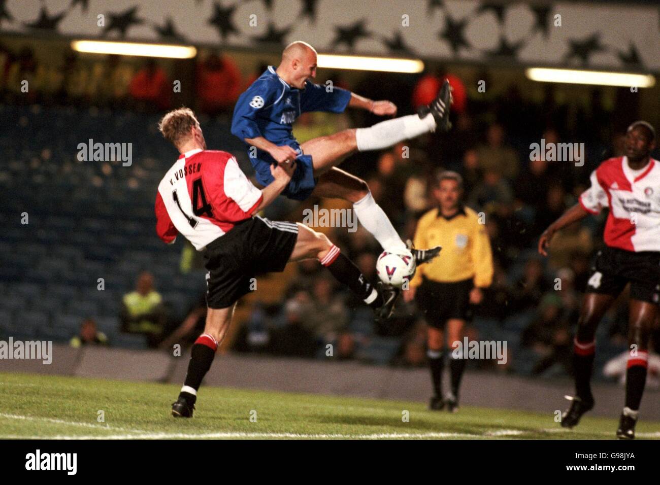 Chelseas frank lebouef is upended by van vossen of feyeonord hi-res ...