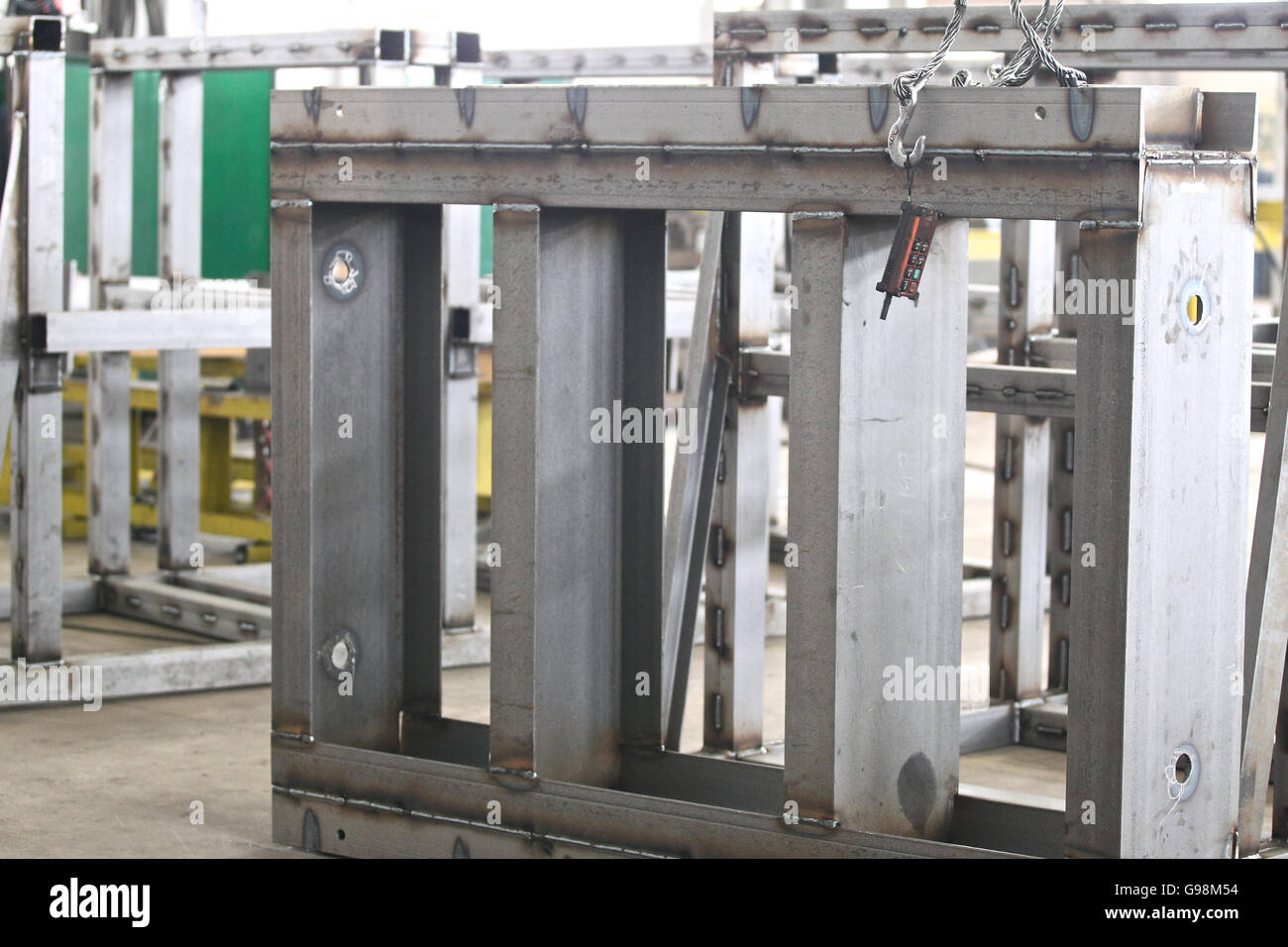 various elements of steel structures for further assembly Stock Photo ...