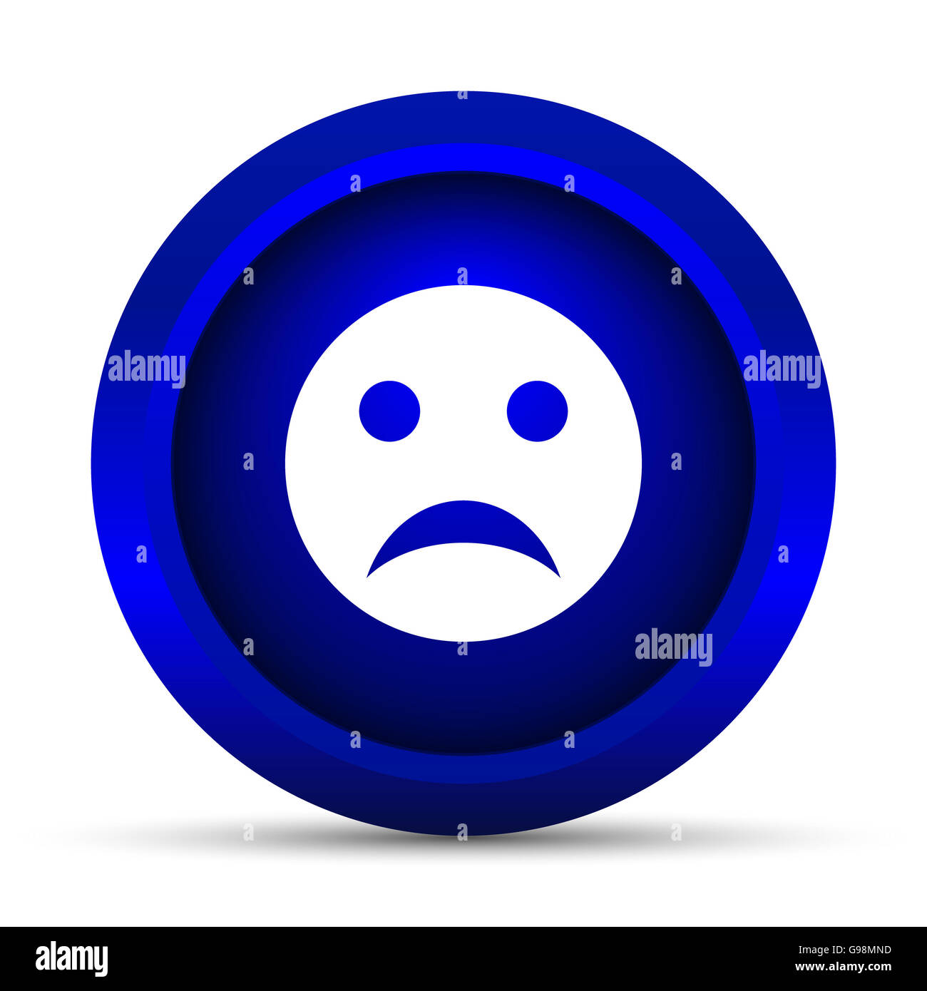 Sad smiley icon. Internet button on white background Stock Photo - Alamy