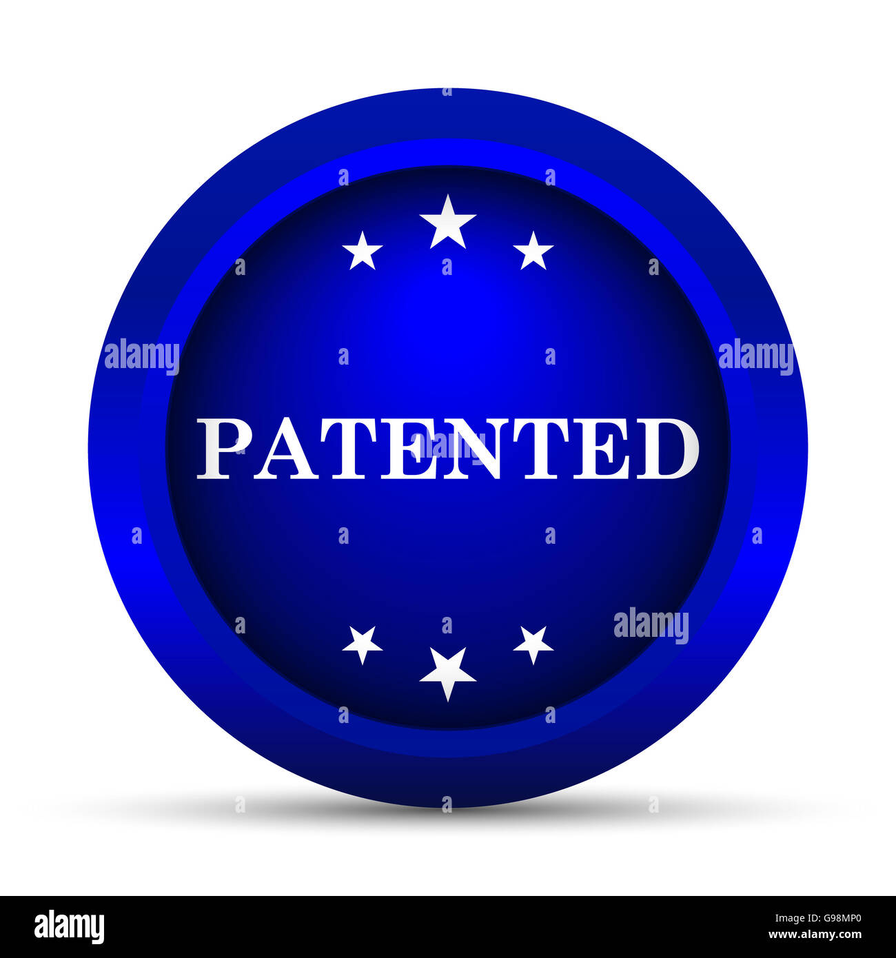 Patented icon. Internet button on white background Stock Photo - Alamy