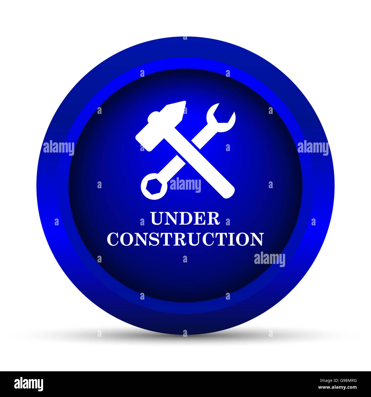 Under construction icon. Internet button on white background Stock ...