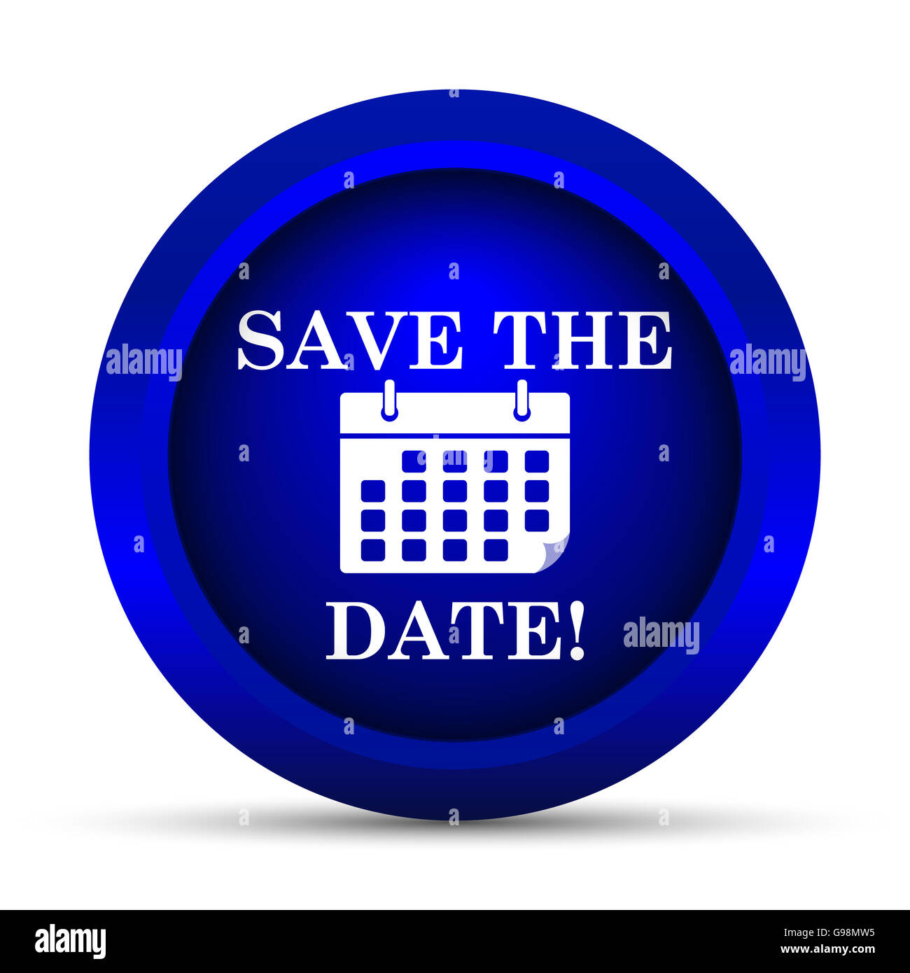 Save the date icon. Internet button on white background Stock Photo - Alamy