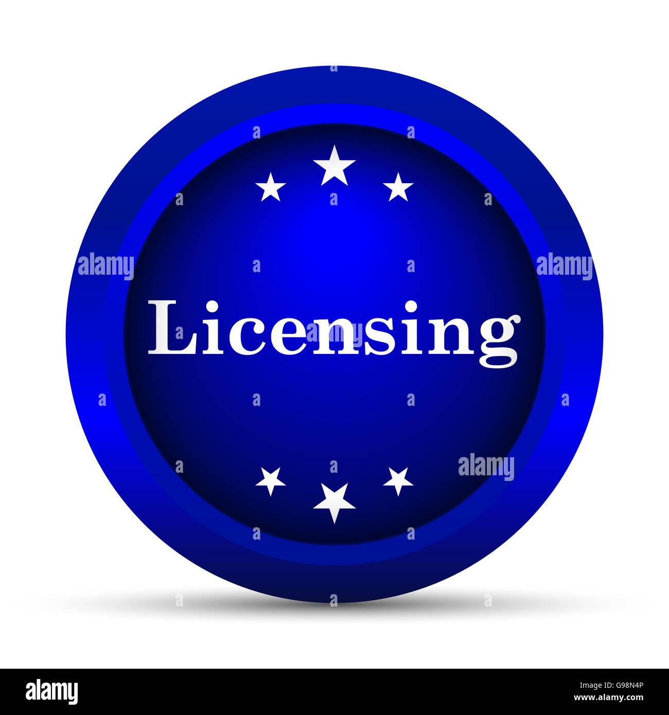 Licensing icon. Internet button on white background Stock Photo - Alamy
