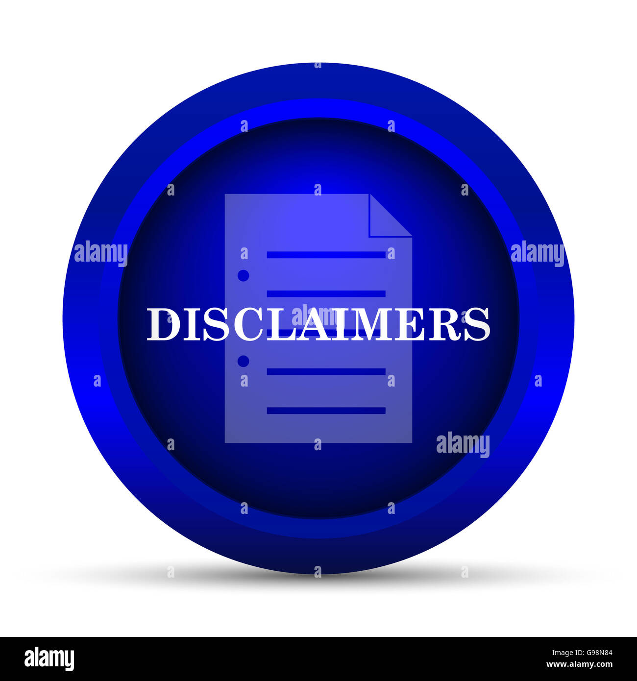 Disclaimers icon. Internet button on white background Stock Photo - Alamy