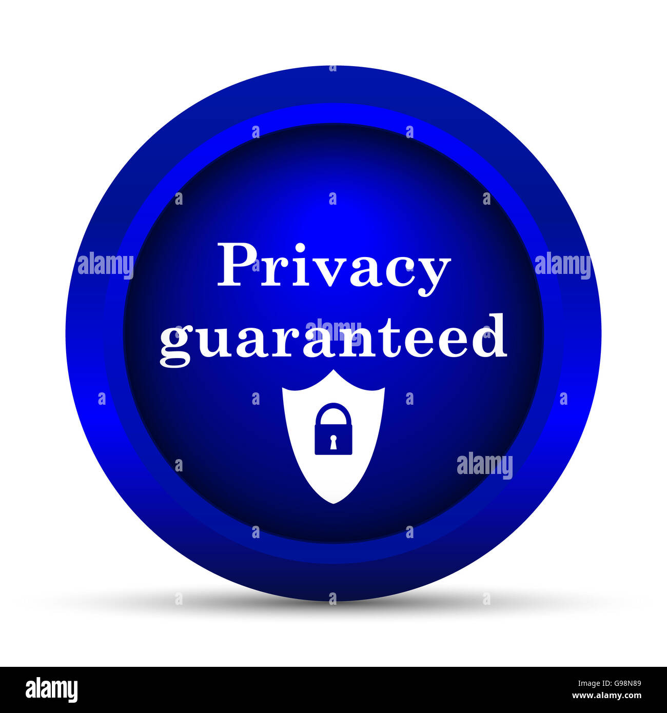 Privacy guaranteed icon. Internet button on white background Stock ...