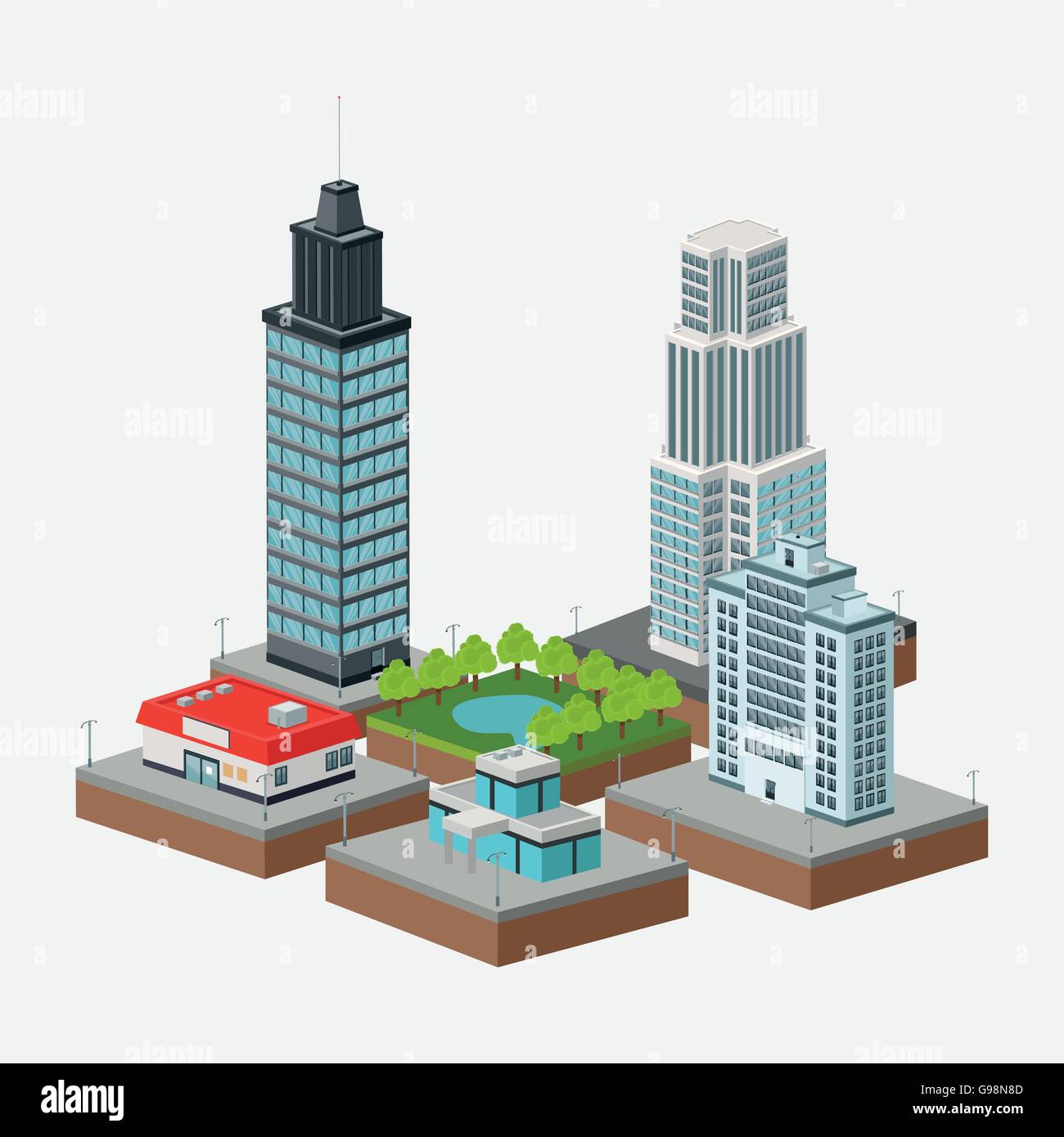 Building of City. Isometric design. Vector graphic Stock Vector Image ...