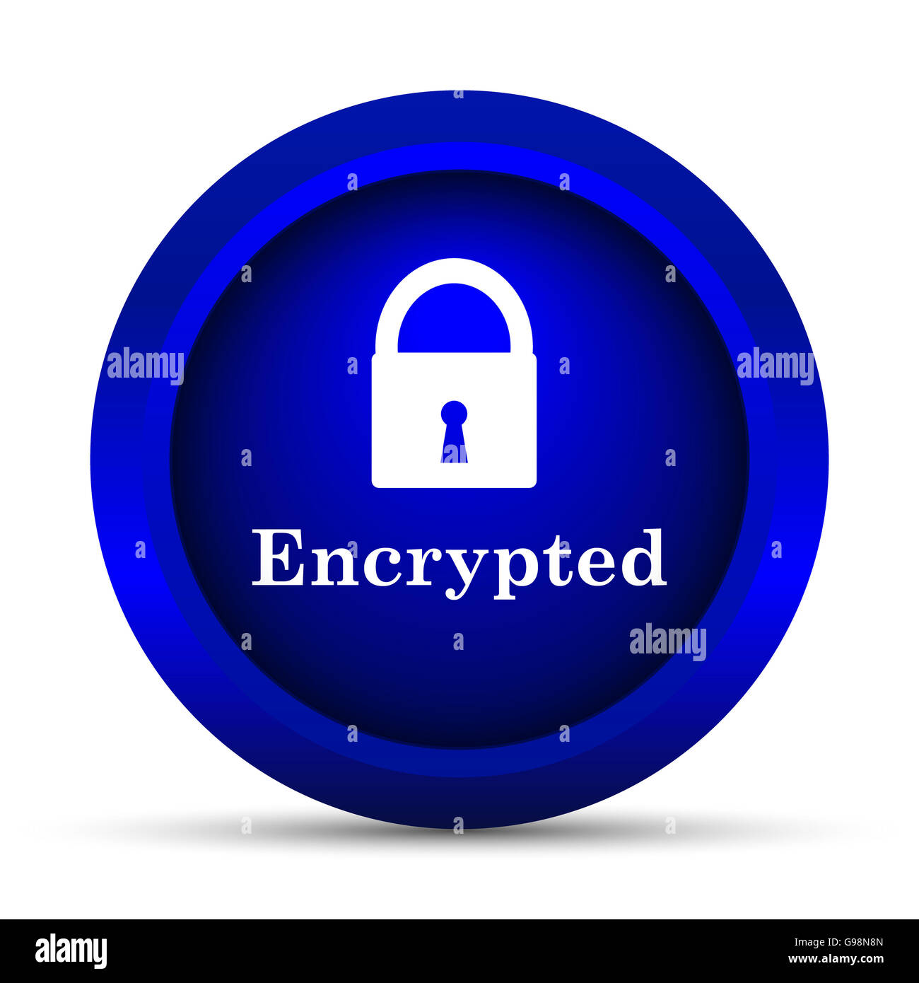 Encrypted icon. Internet button on white background Stock Photo - Alamy