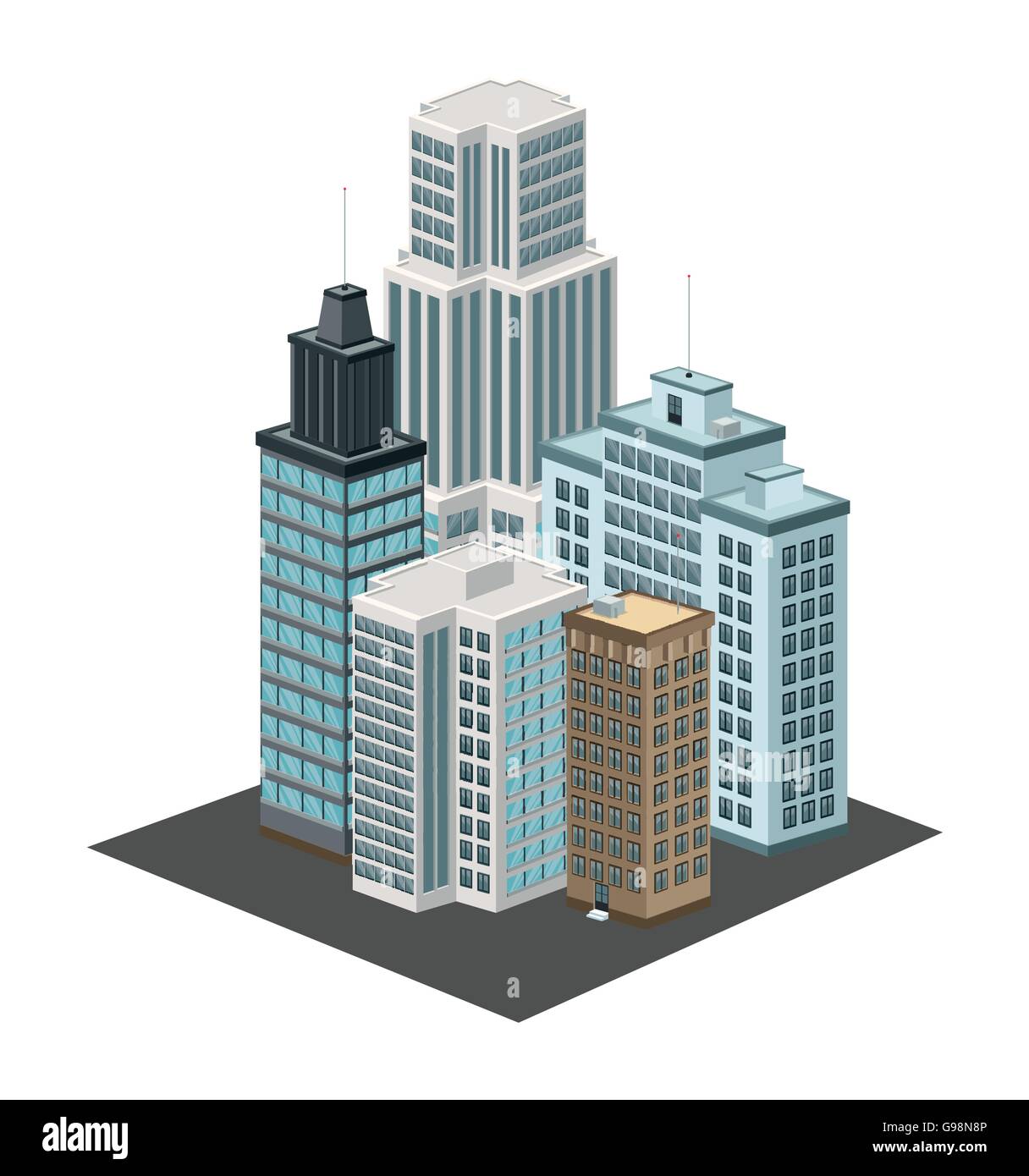 Building of City. Isometric design. Vector graphic Stock Vector Image ...