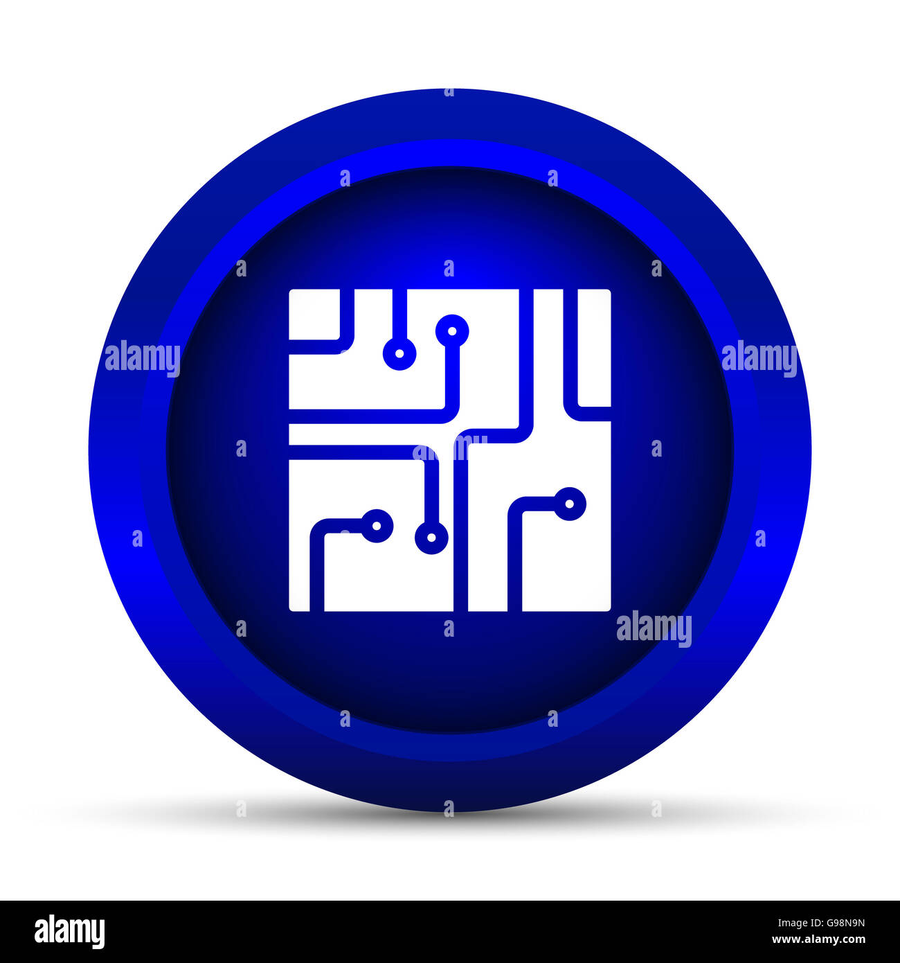 Circuit board icon. Internet button on white background Stock Photo - Alamy