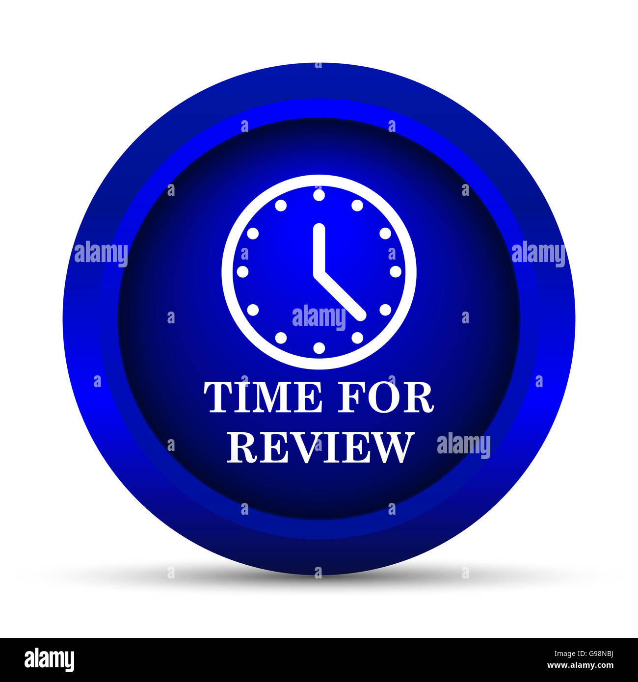 Time for review icon. Internet button on white background Stock Photo ...