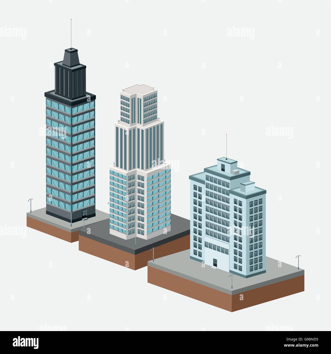 Building of City. Isometric design. Vector graphic Stock Vector Image ...