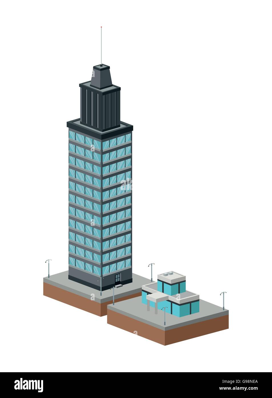 Building of City. Isometric design. Vector graphic Stock Vector Image ...