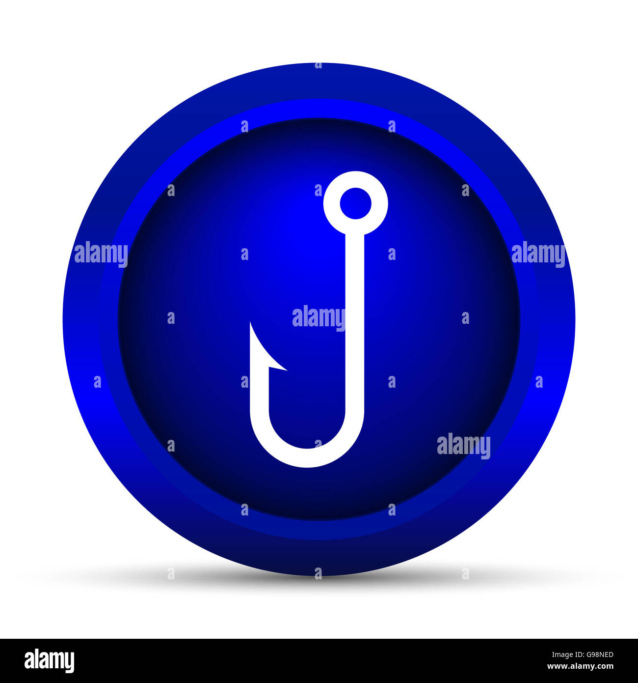 Fish hook icon. Internet button on white background Stock Photo - Alamy