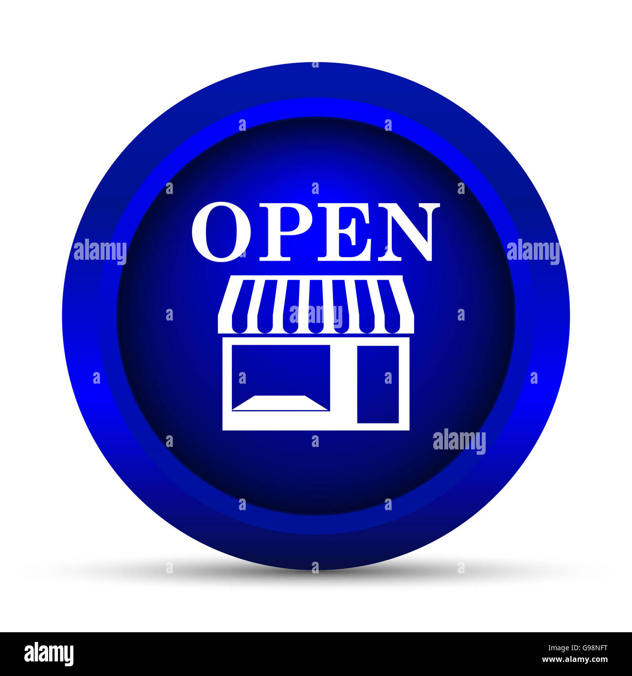 Open store icon. Internet button on white background Stock Photo - Alamy