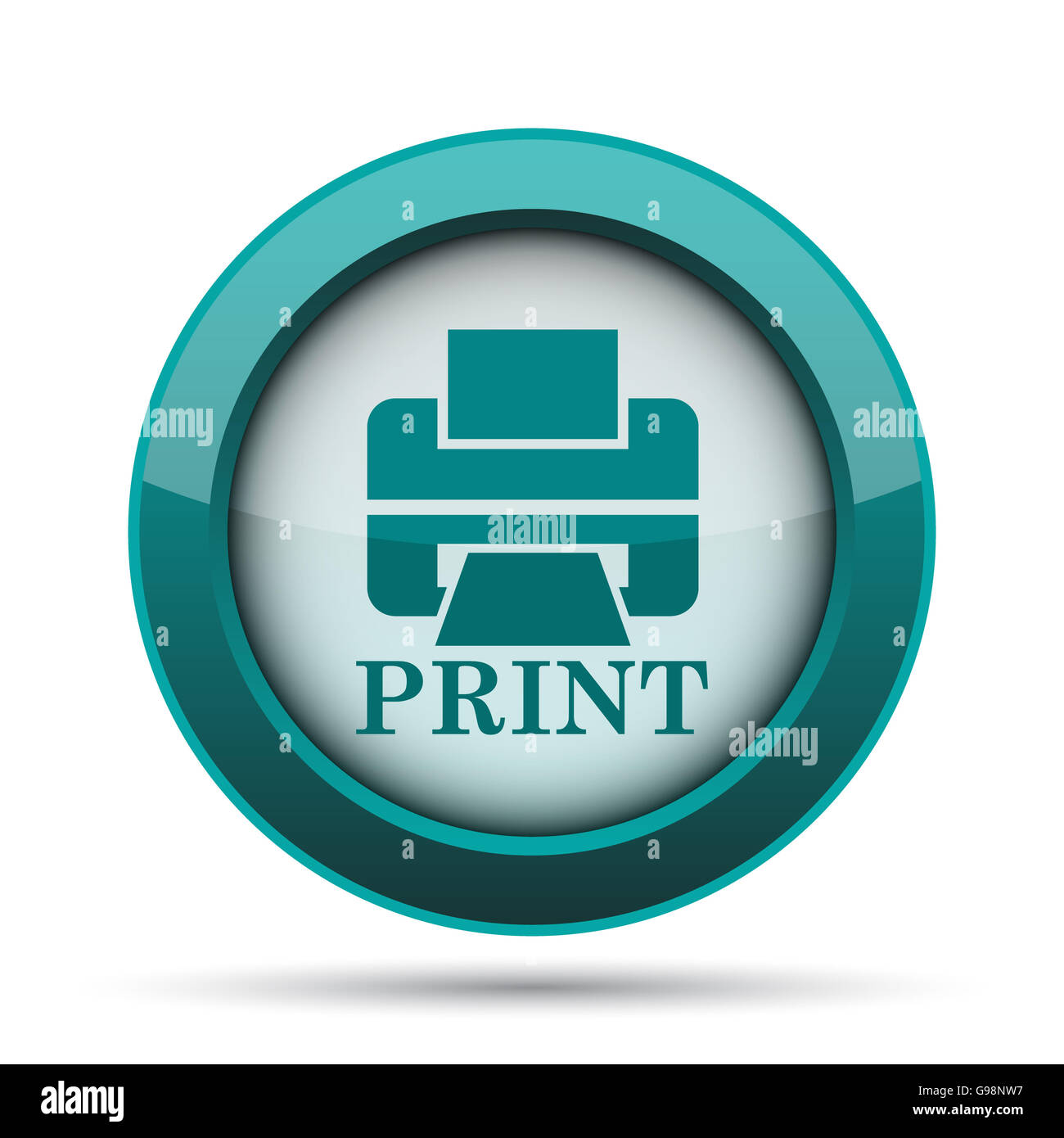 Printer with word PRINT icon. Internet button on white background Stock ...