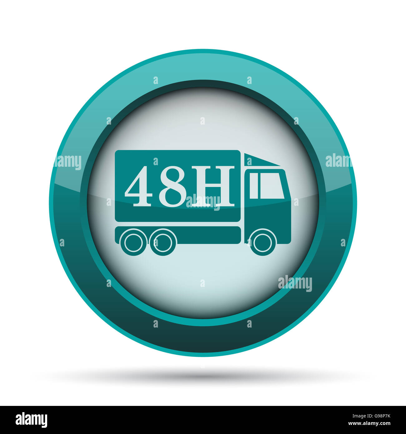 48H delivery truck icon. Internet button on white background Stock ...