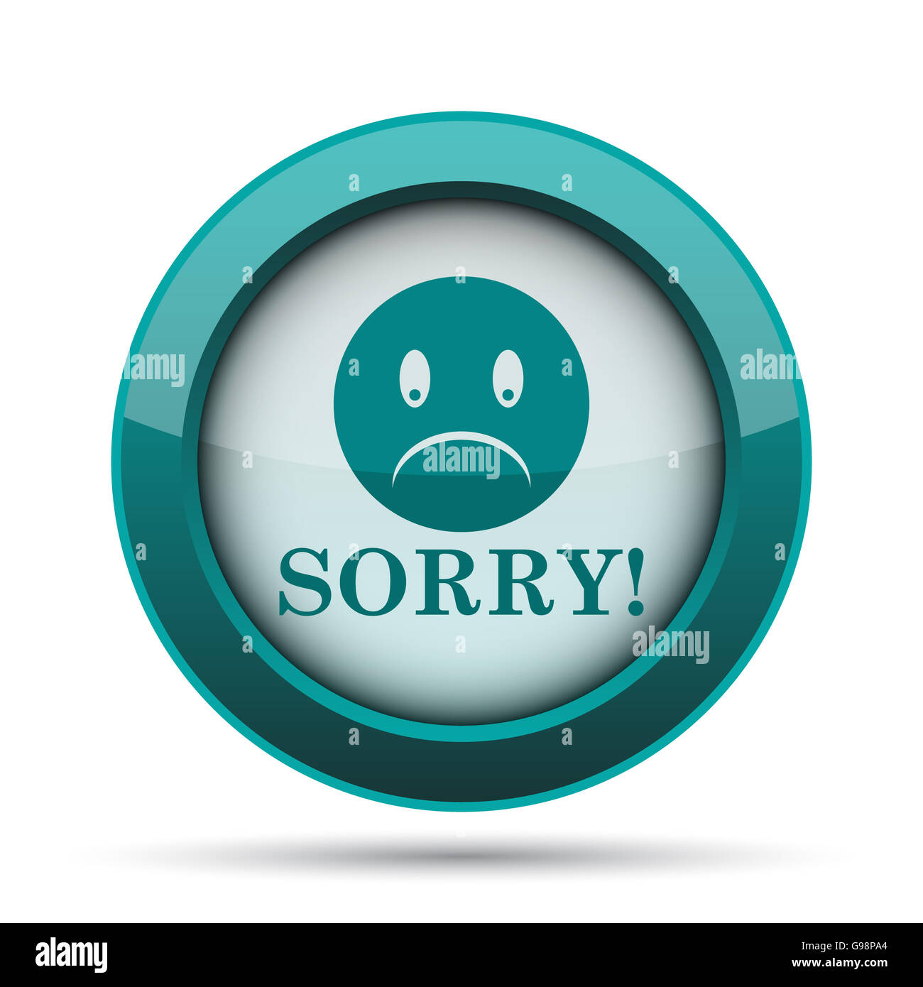 Sorry icon. Internet button on white background Stock Photo - Alamy