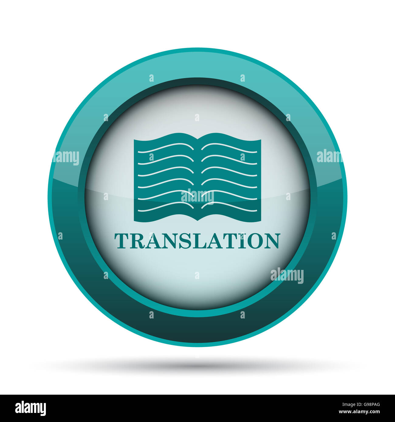 Translation book icon. Internet button on white background Stock Photo ...