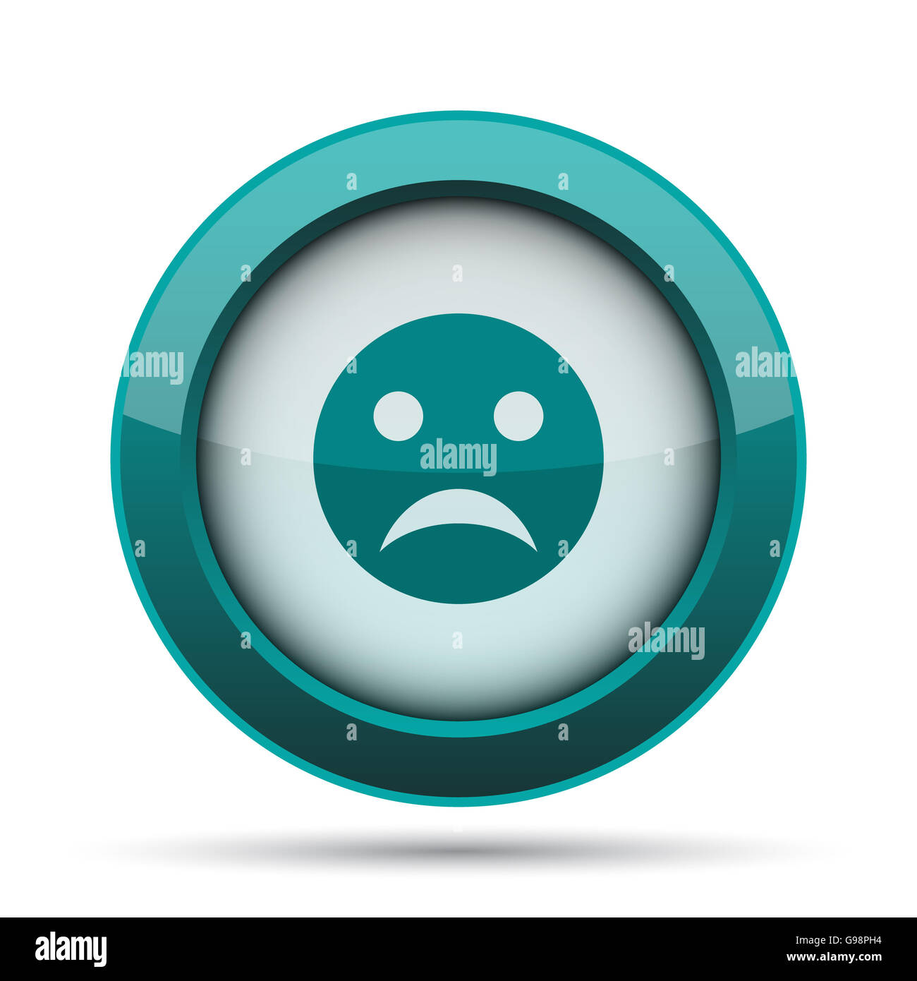 Sad smiley icon. Internet button on white background Stock Photo - Alamy