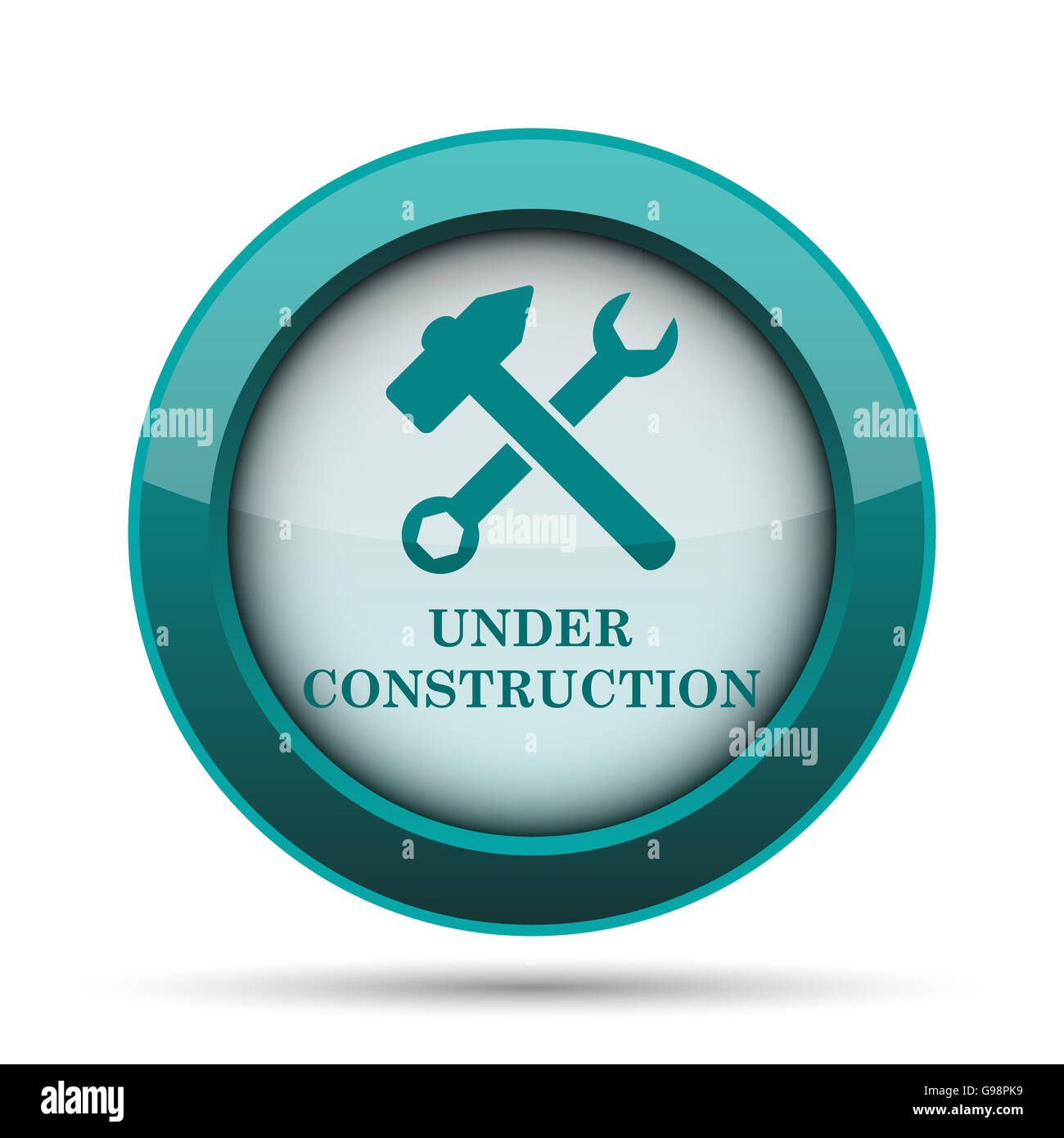 Under construction icon. Internet button on white background Stock ...