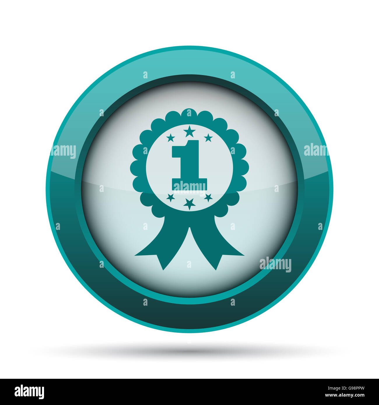 First prize ribbon icon. Internet button on white background Stock ...