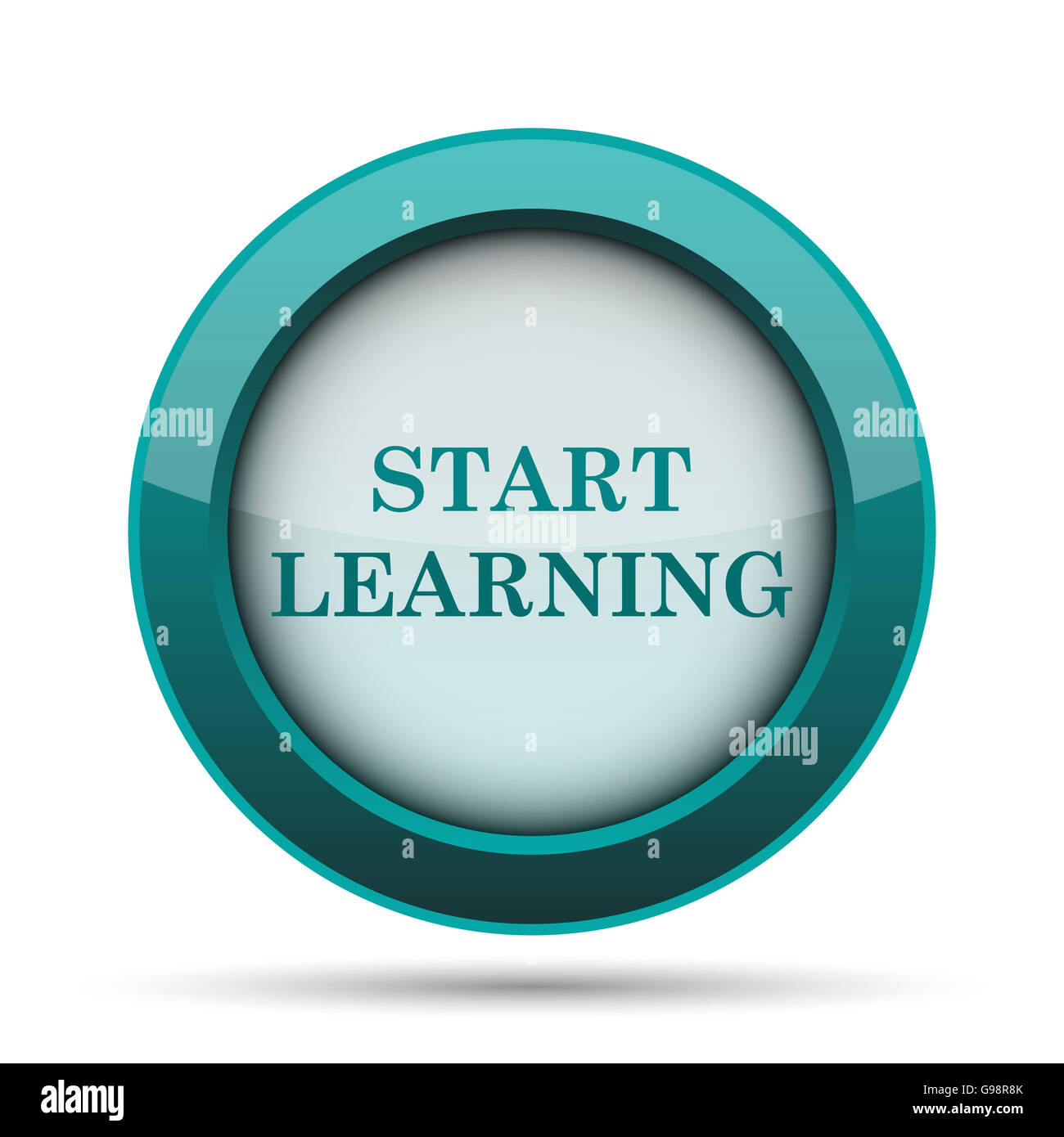 Start learn icon. Internet button on white background Stock Photo - Alamy