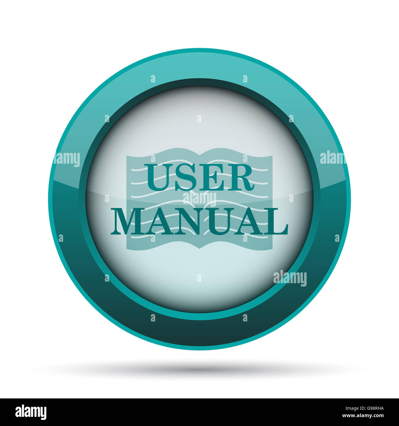 User manual icon. Internet button on white background Stock Photo - Alamy