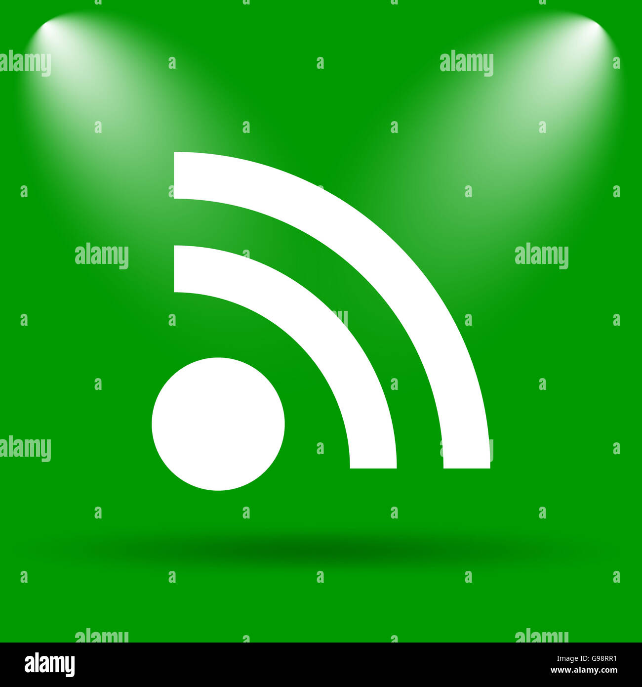 Rss sign icon. Internet button on green background Stock Photo - Alamy