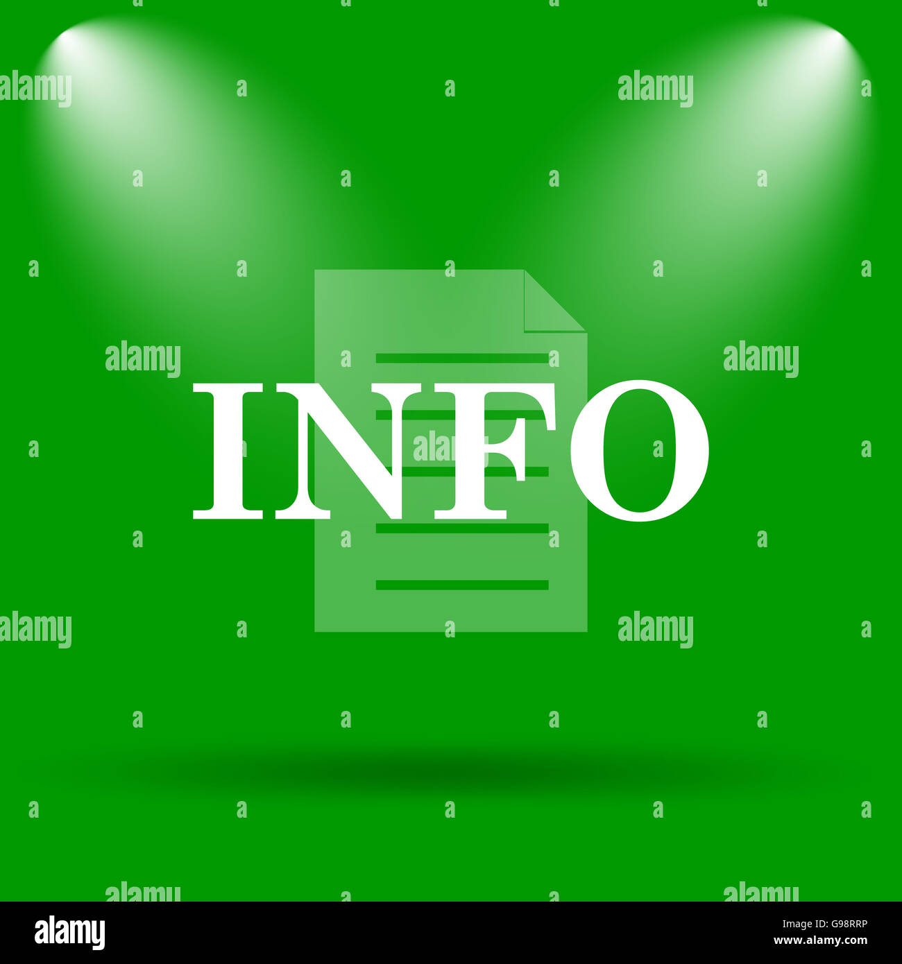 Info icon. Internet button on green background Stock Photo - Alamy