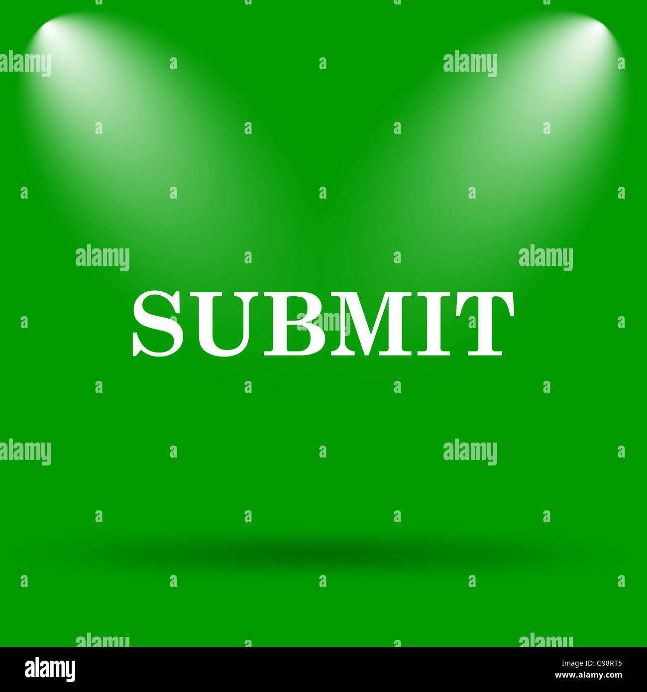 Submit icon. Internet button on green background Stock Photo - Alamy