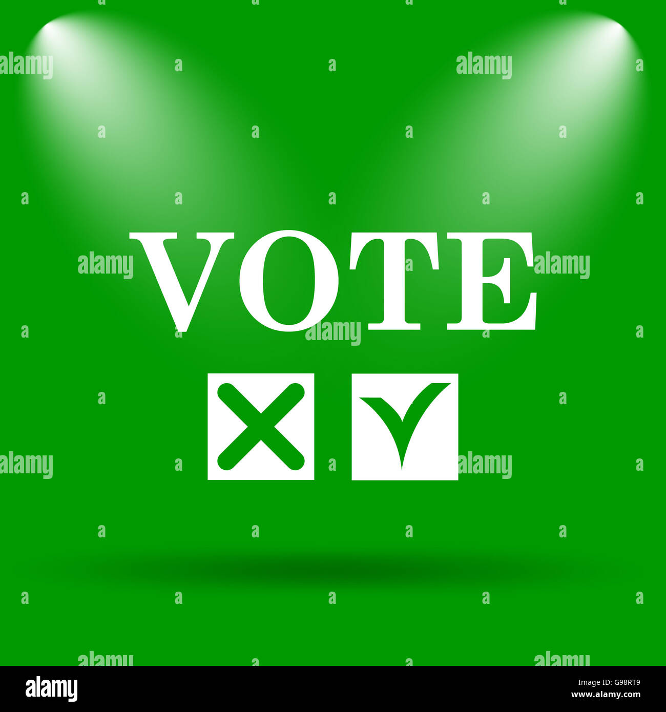 Vote icon. Internet button on green background Stock Photo - Alamy