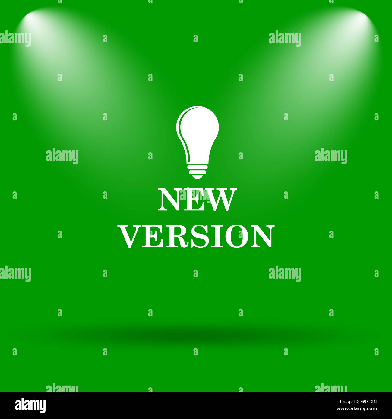 New version icon. Internet button on green background Stock Photo - Alamy