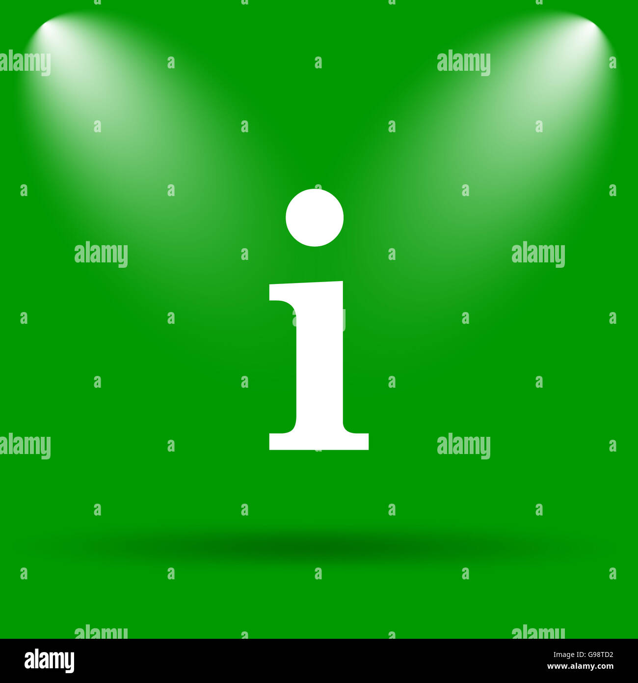 Info icon. Internet button on green background Stock Photo - Alamy