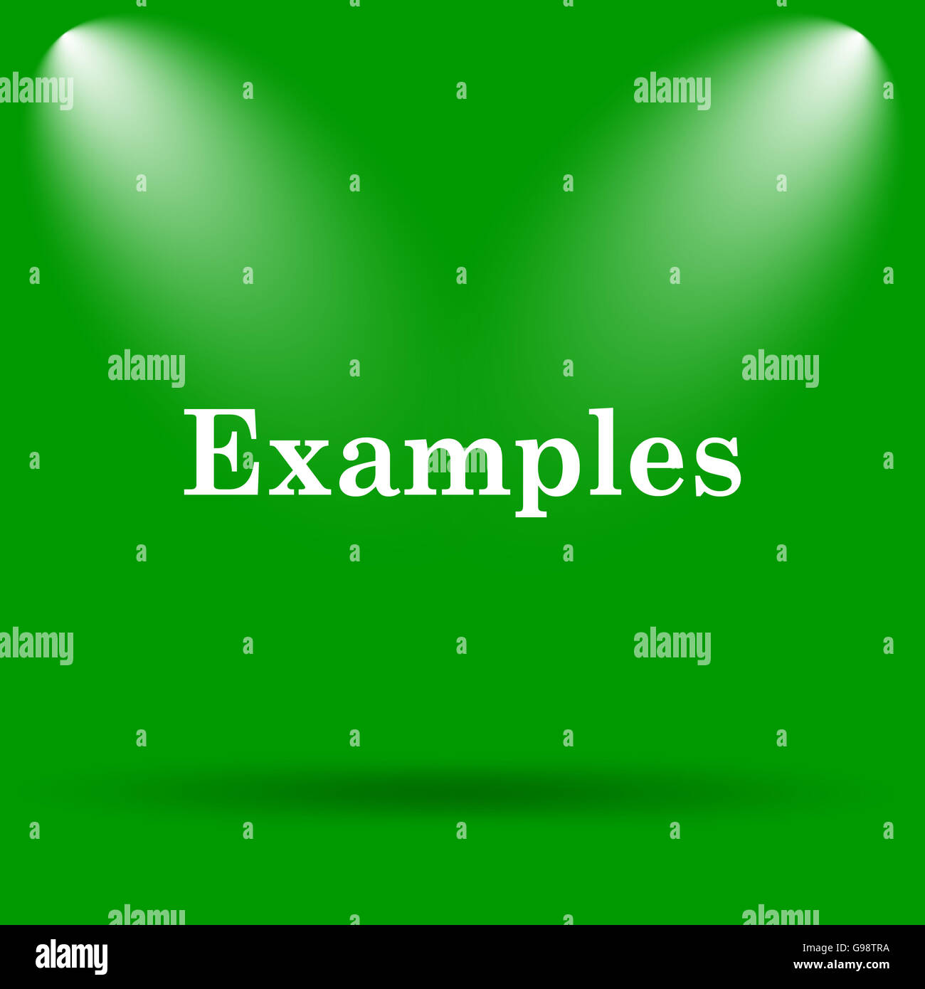 Examples icon. Internet button on green background Stock Photo - Alamy