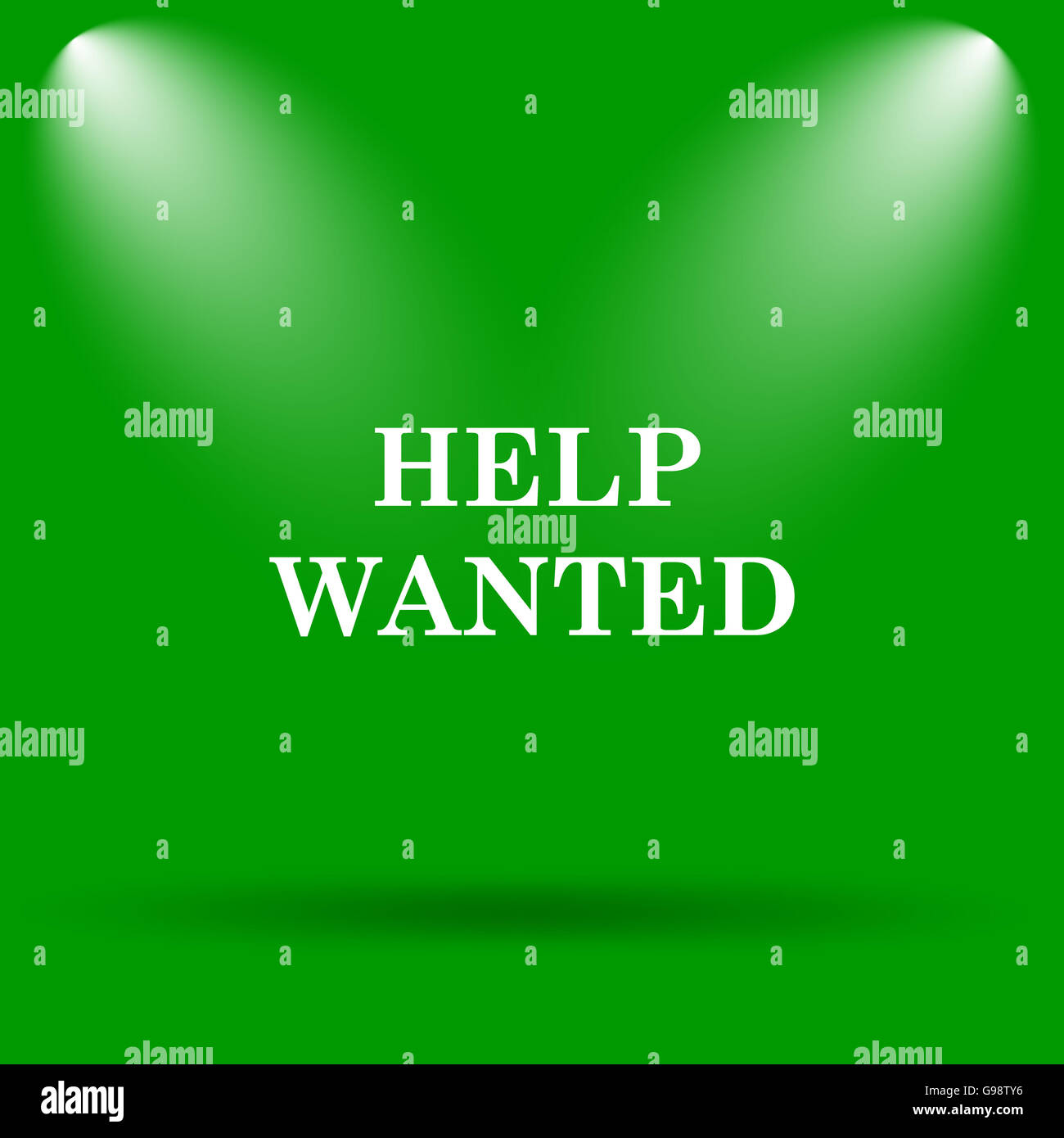 Help wanted icon. Internet button on green background Stock Photo - Alamy