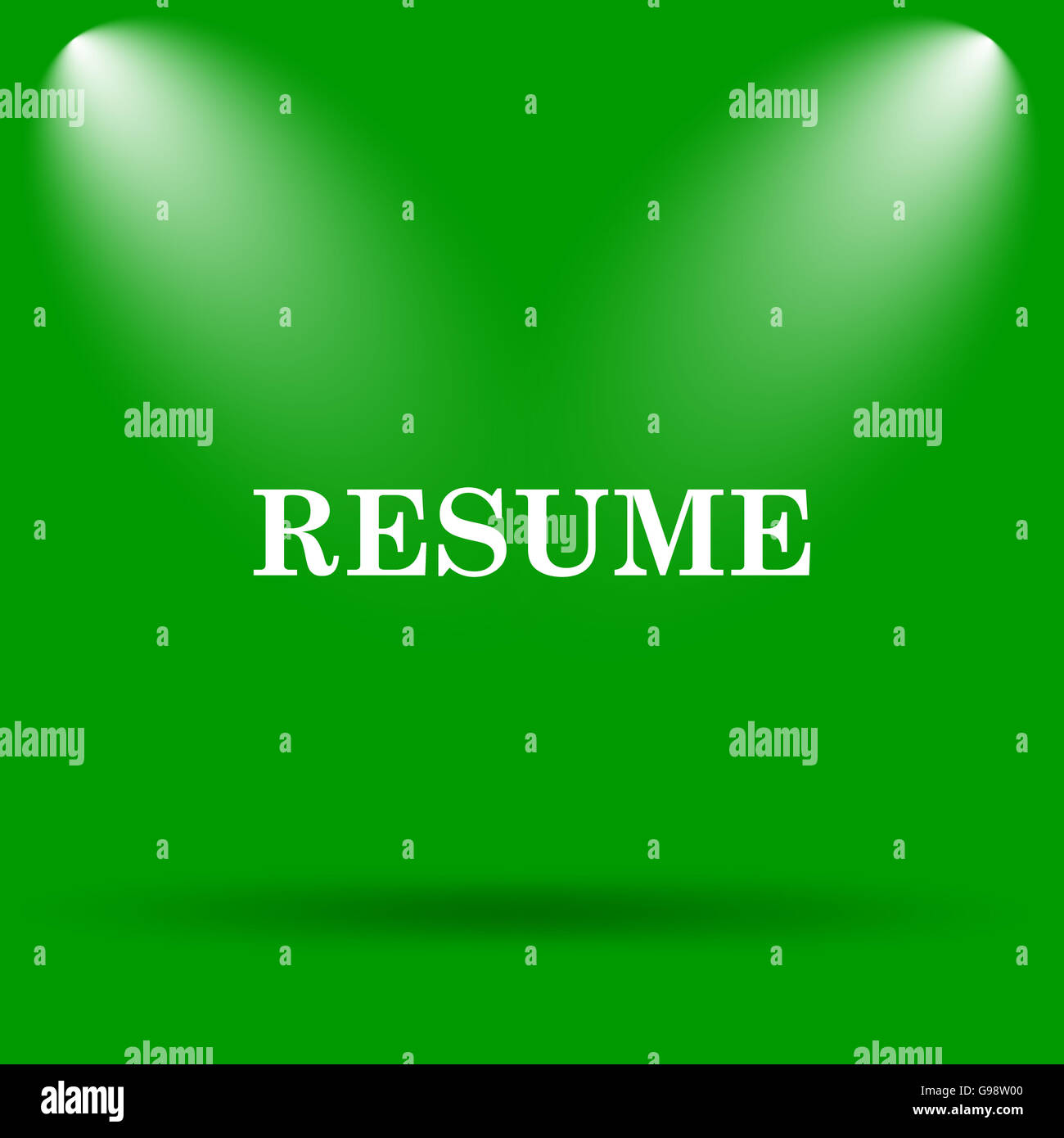 Resume icon. Internet button on green background Stock Photo - Alamy