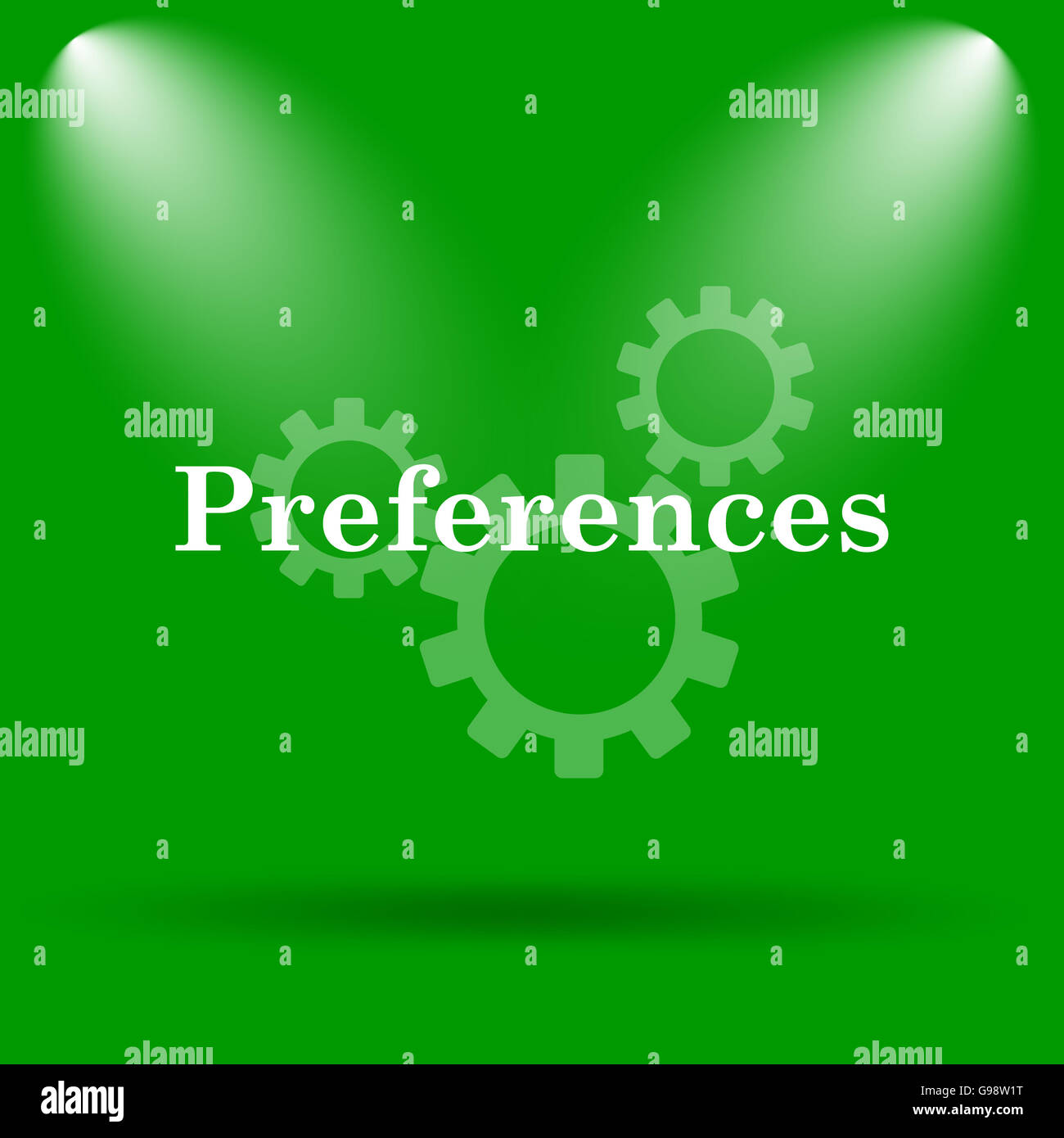 Preferences icon. Internet button on green background Stock Photo - Alamy