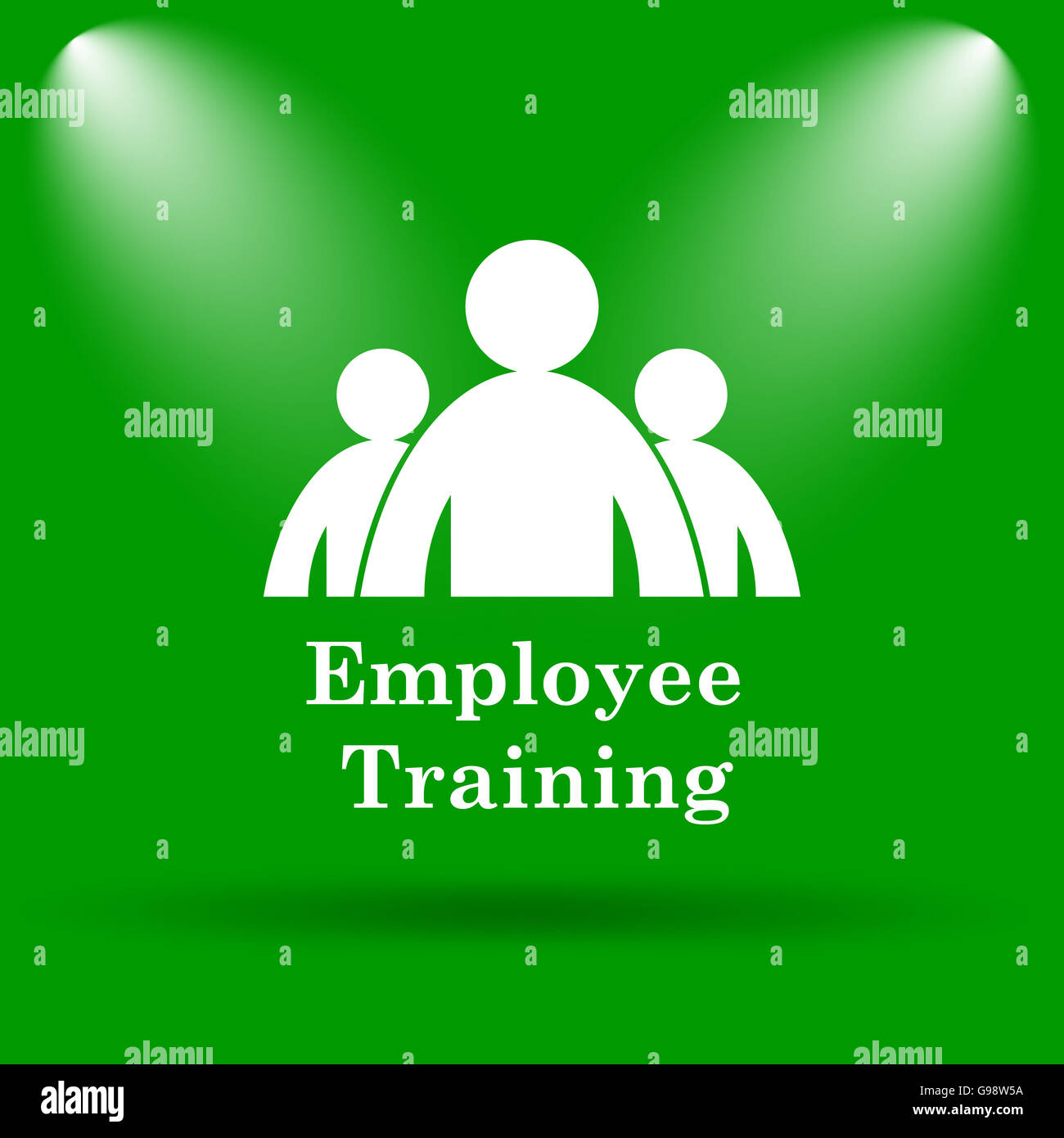 Employee training icon. Internet button on green background Stock Photo ...