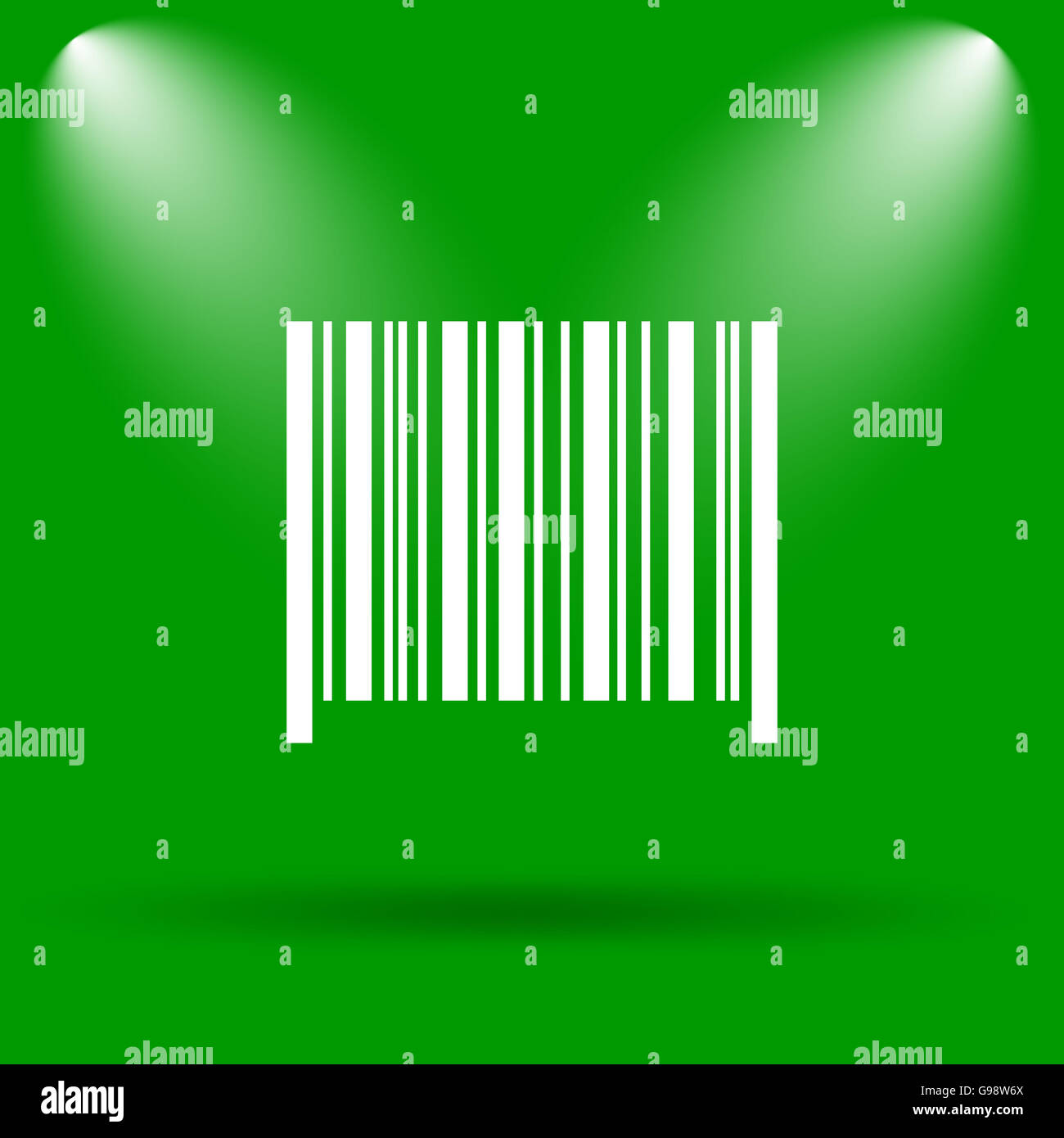 Barcode icon. Internet button on green background Stock Photo - Alamy